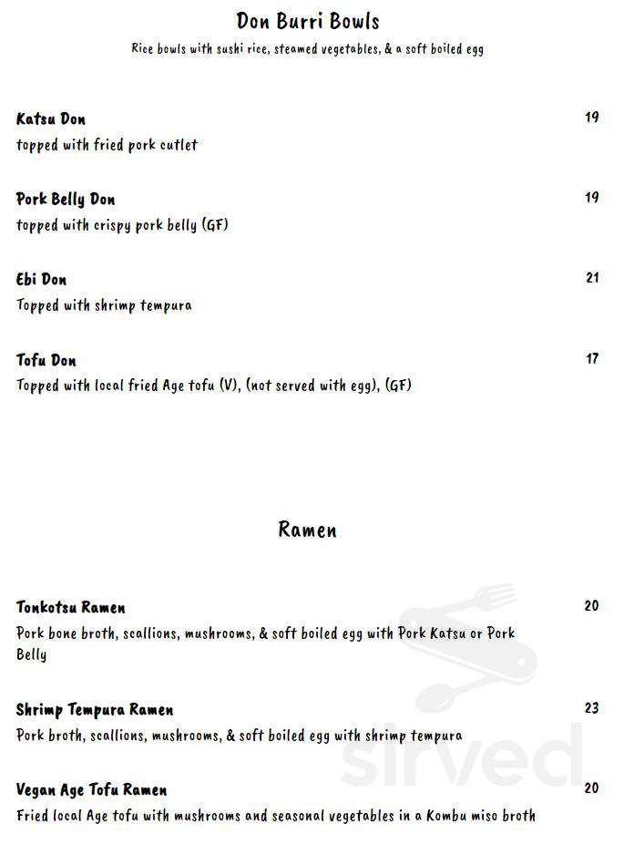 Satori Belfast menu in Belfast, Maine, USA