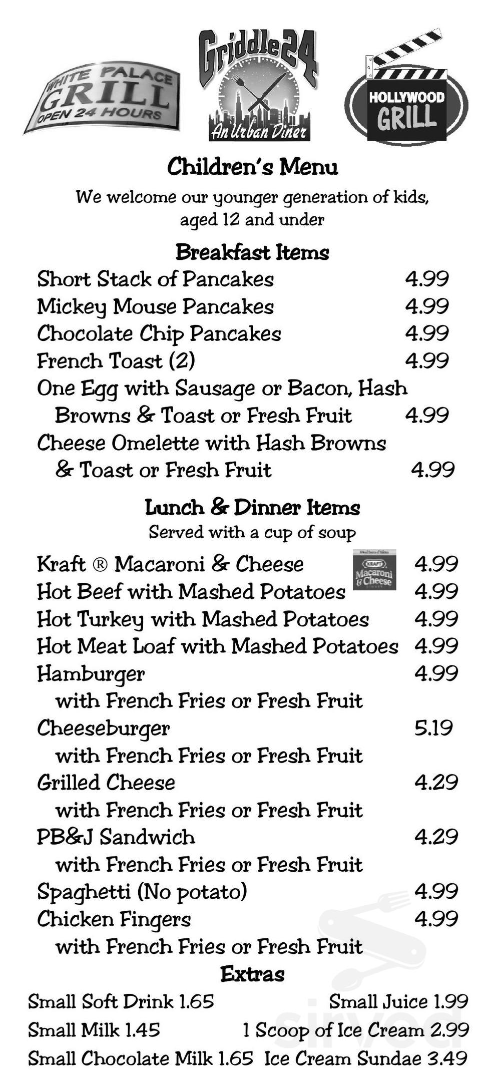 White Palace Grill menu in Chicago, Illinois, USA