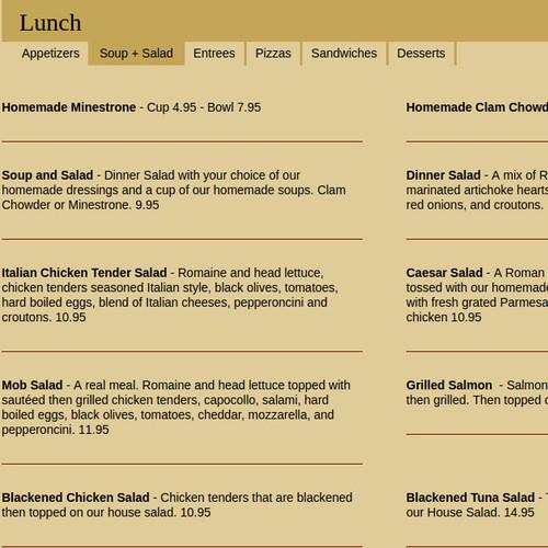 Mondo's Ristorante Italian menu in Tulsa, Oklahoma, USA