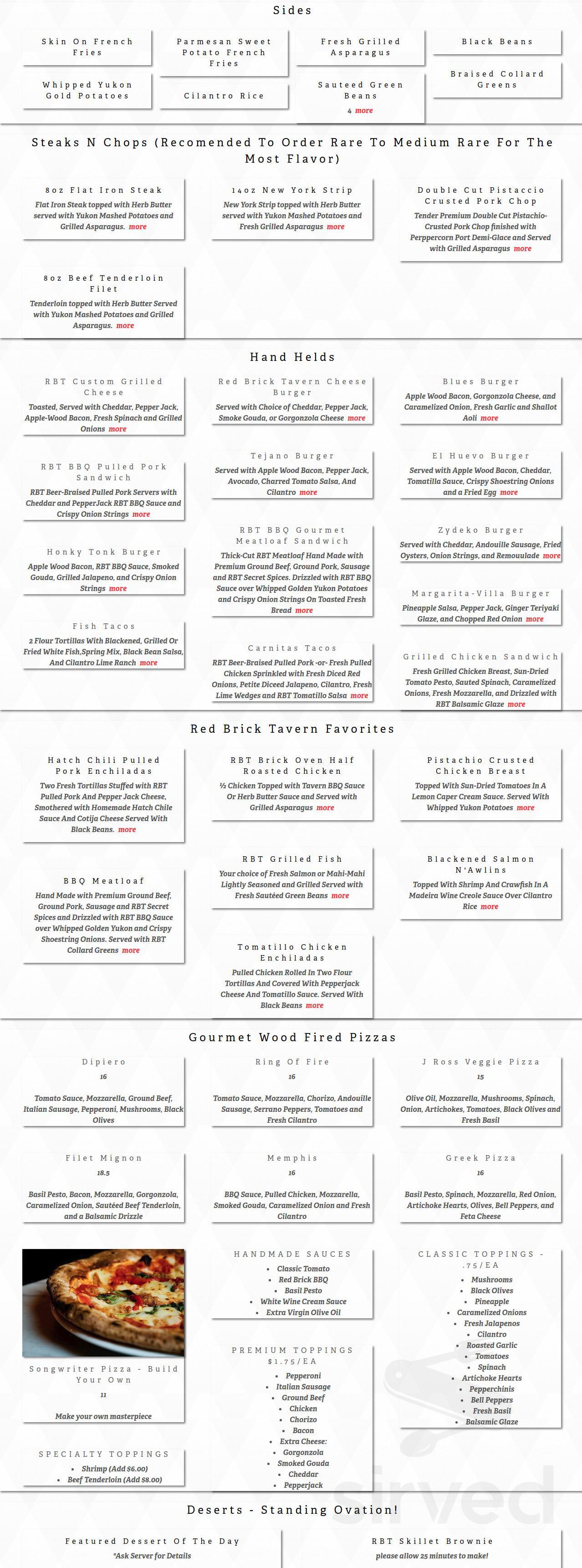 Red Brick Tavern menu in Conroe, Texas, USA