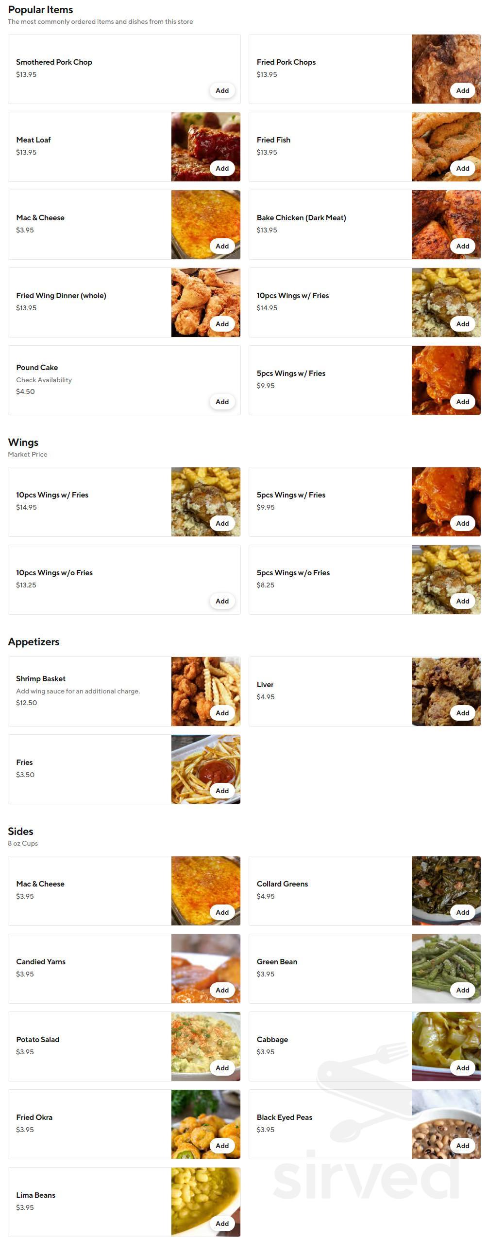 Chef's Kitchen menu in Cocoa, Florida, USA