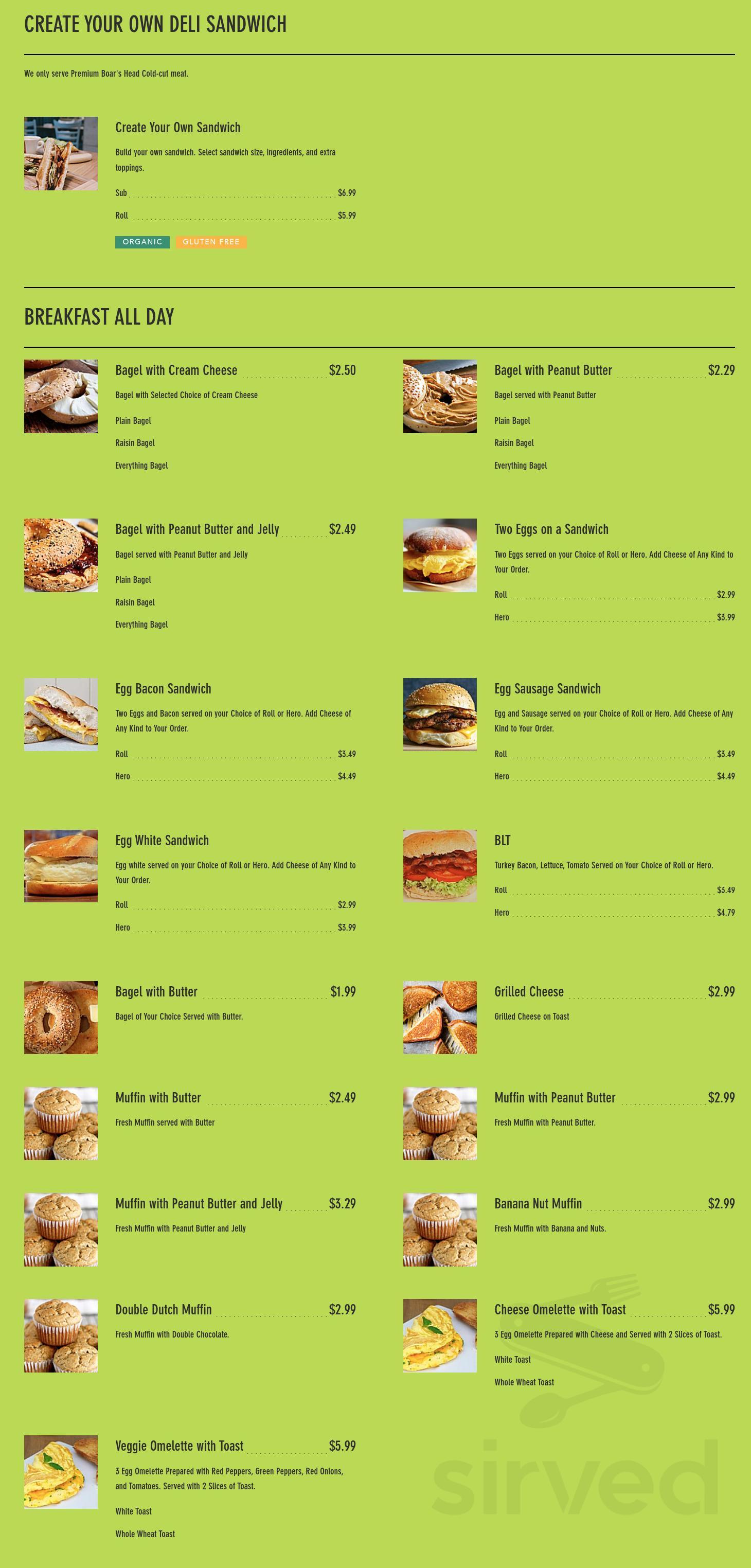 Menu - Raleigh NC's Nature's Juice Bar and Cafe | Sirved