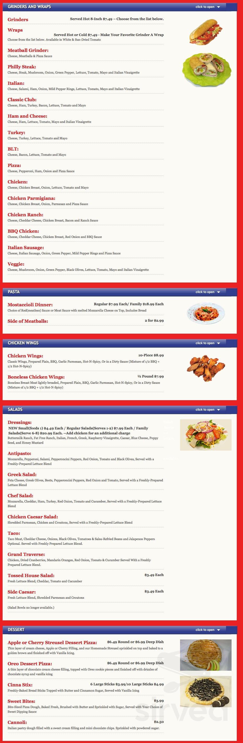 Mary Sacco's Pizza menu in Monroe, Michigan, USA