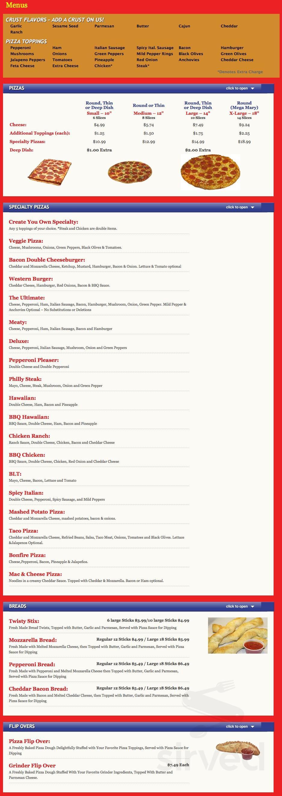 Mary Sacco's Pizza menu in Monroe, Michigan, USA