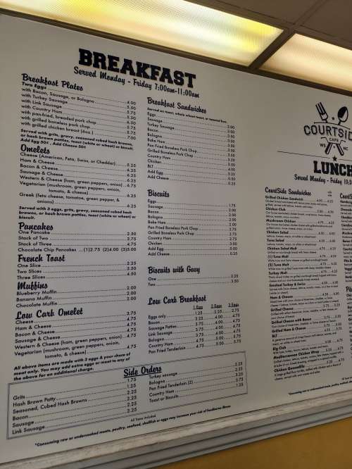 Courtside Cafe menu in Winston-Salem, North Carolina, USA