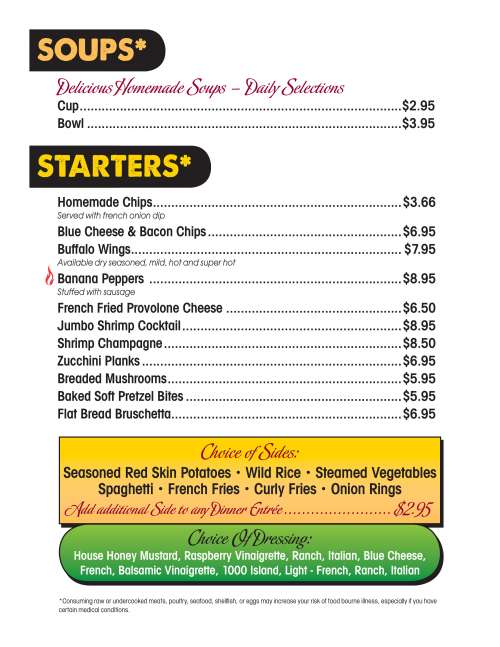 Old Route 66 Grille menu in Greensburg, Pennsylvania, USA