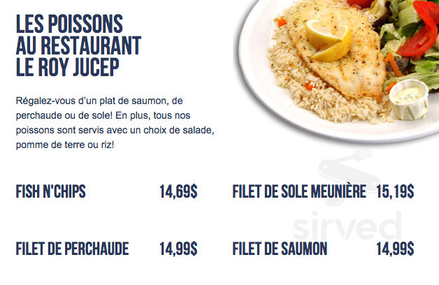 Roy Jucep menus in Drummondville, Quebec, Canada