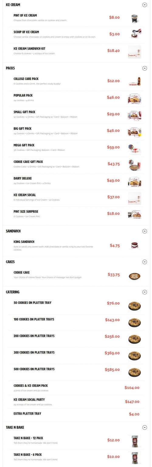 Hot Box Cookies menu in St. Louis, Missouri, USA