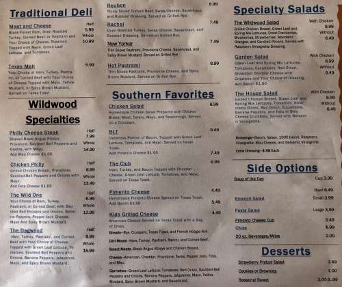 Wildwood Deli menu in Athens, Alabama, USA
