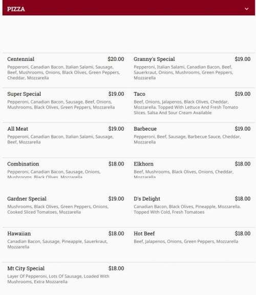 Papa Ray's | Casino & Pizzeria menu in Montana City, Montana, USA