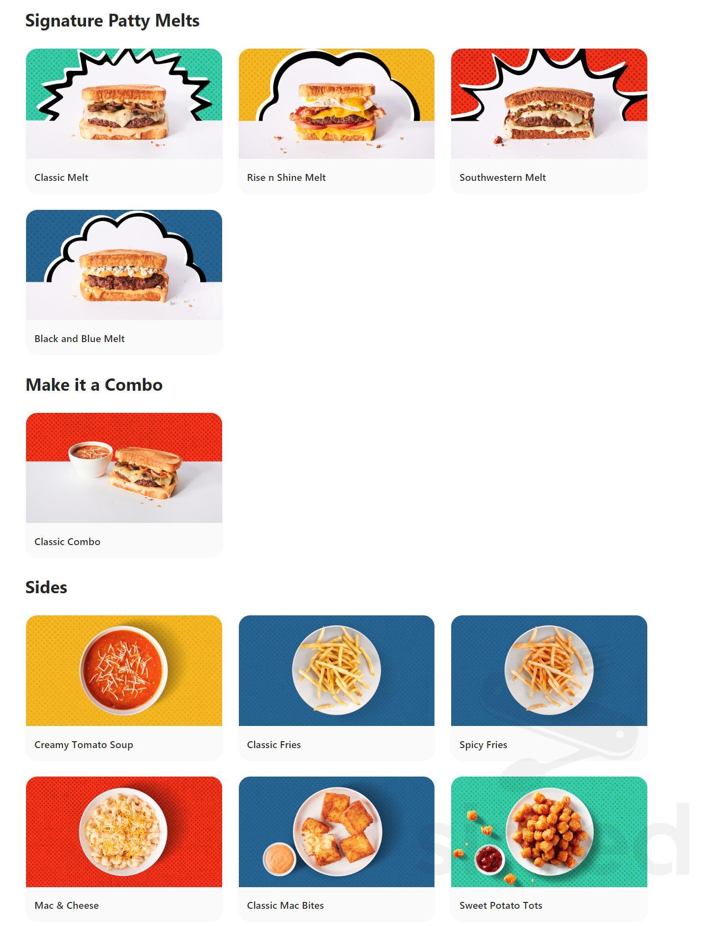 The Big Melt menu in Philadelphia, Pennsylvania, USA