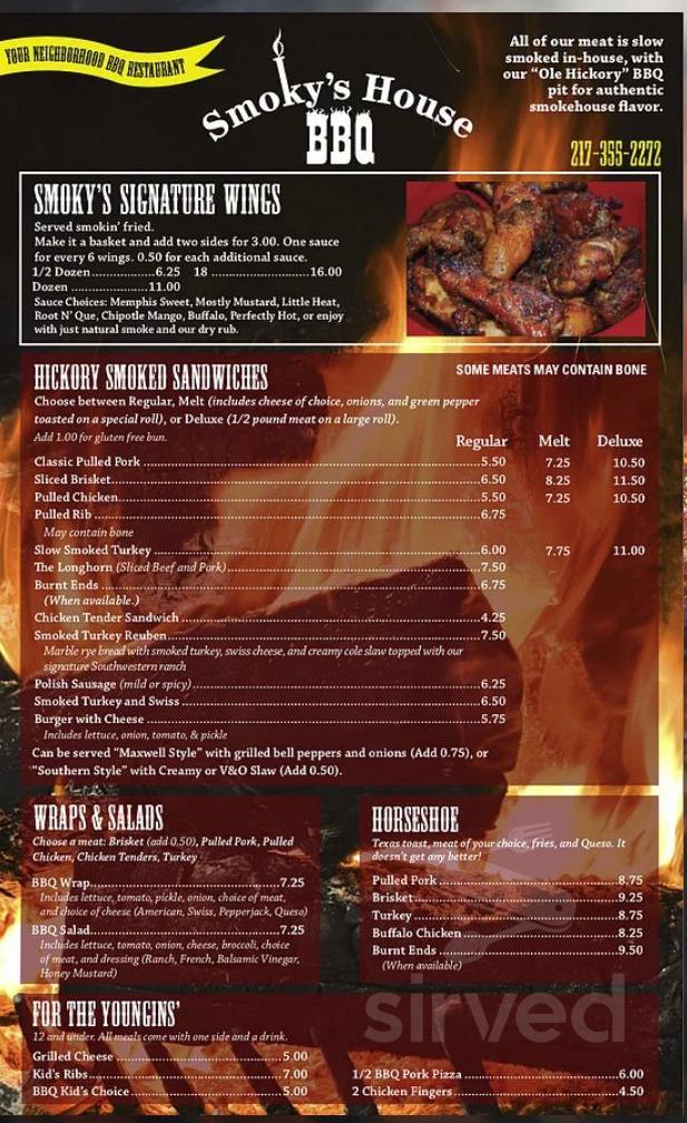 Smoky's House BBQ menus in Savoy, Illinois, United States