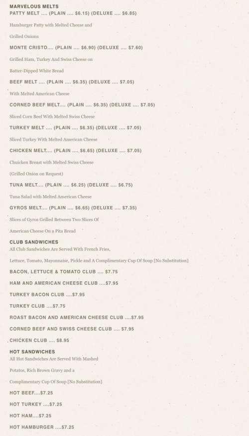 Ray's Diner menu in Elgin, Illinois, USA