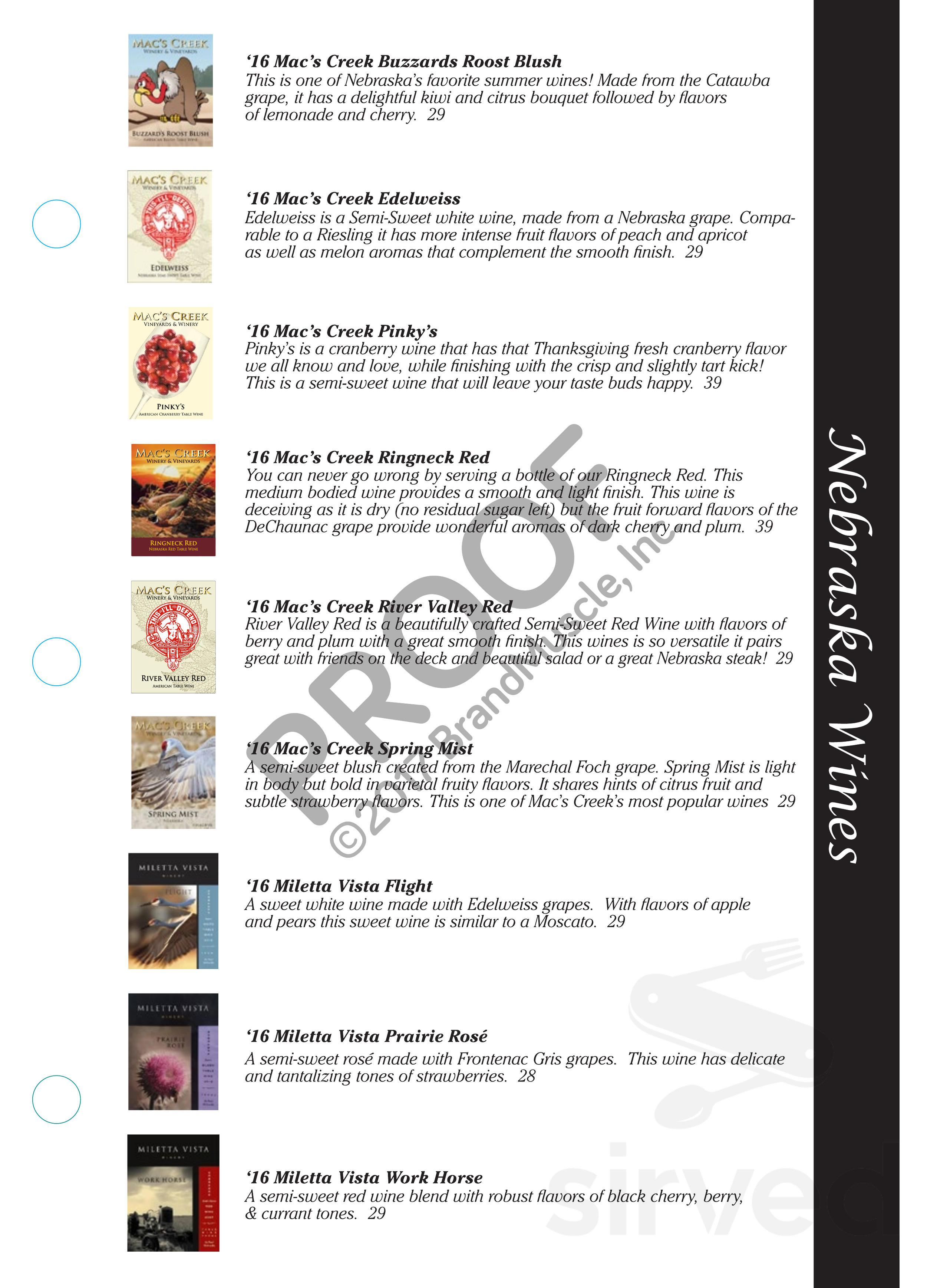 Alley Rose menu in Kearney, Nebraska, USA