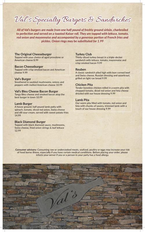 Val's Restaurant menu in Holden, Massachusetts, USA