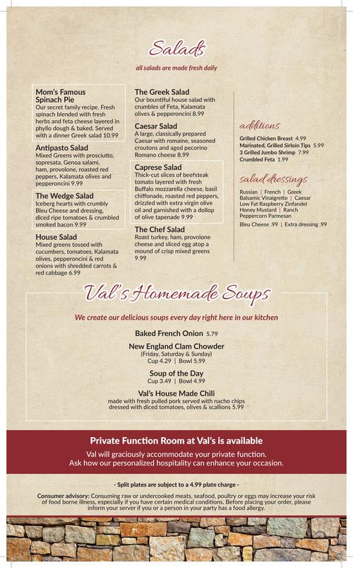 Val's Restaurant menu in Holden, Massachusetts, USA