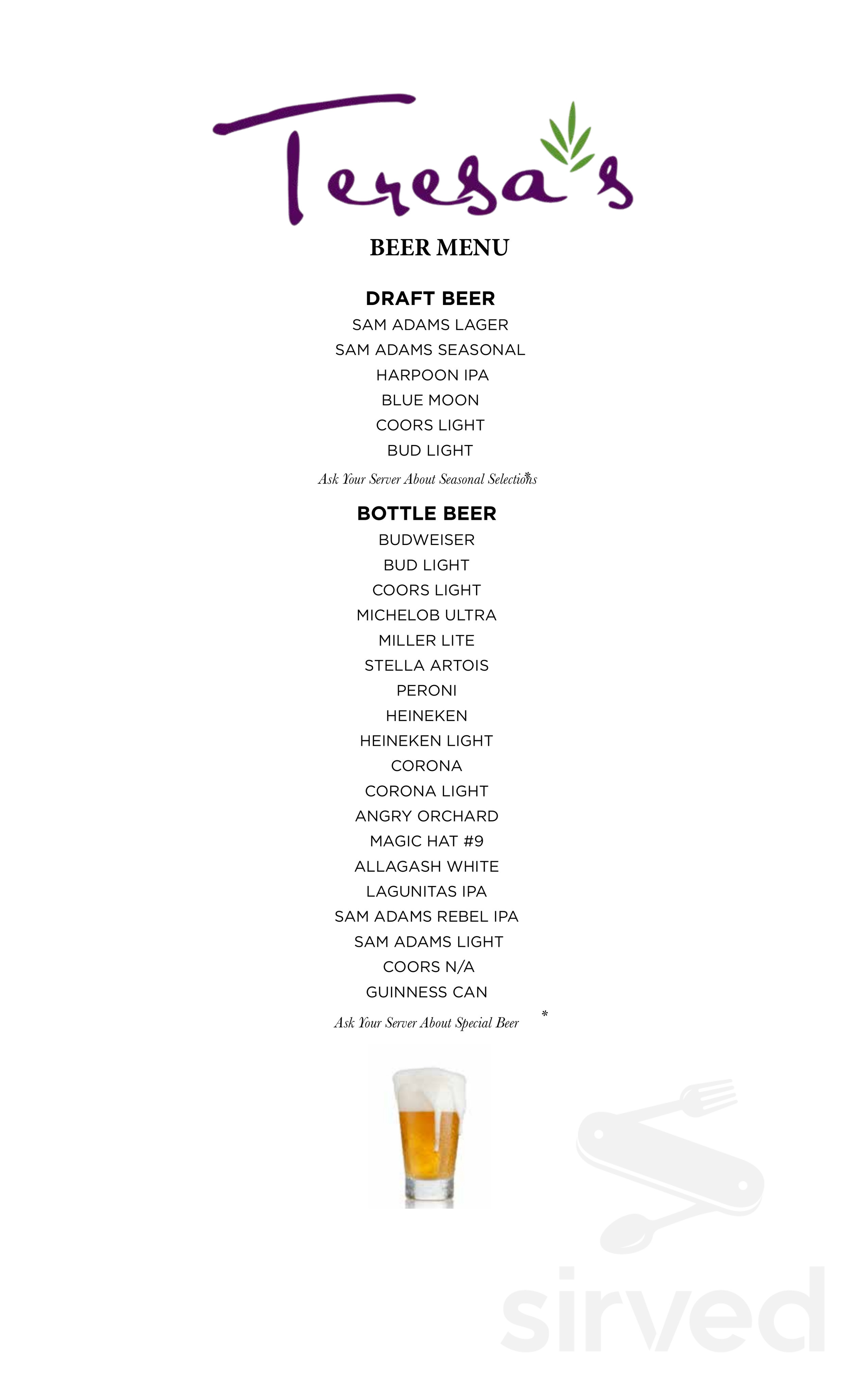 Teresa's Italian Eatery menus in Middleton, Massachusetts, United States