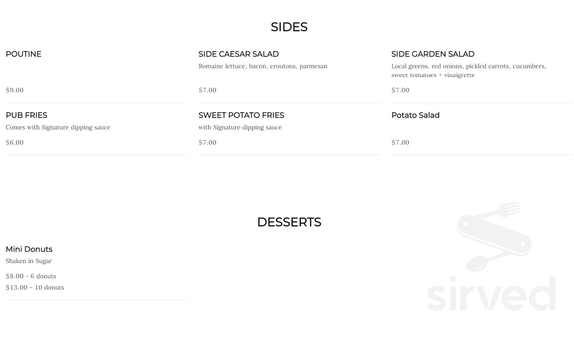 Menu - Schomberg ON's The Schomberg Pub & Patio | Sirved
