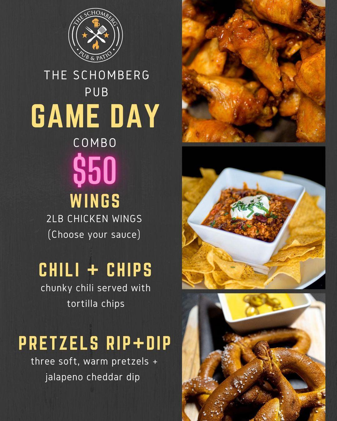 The Schomberg Pub & Patio menu in Schomberg, Ontario, Canada