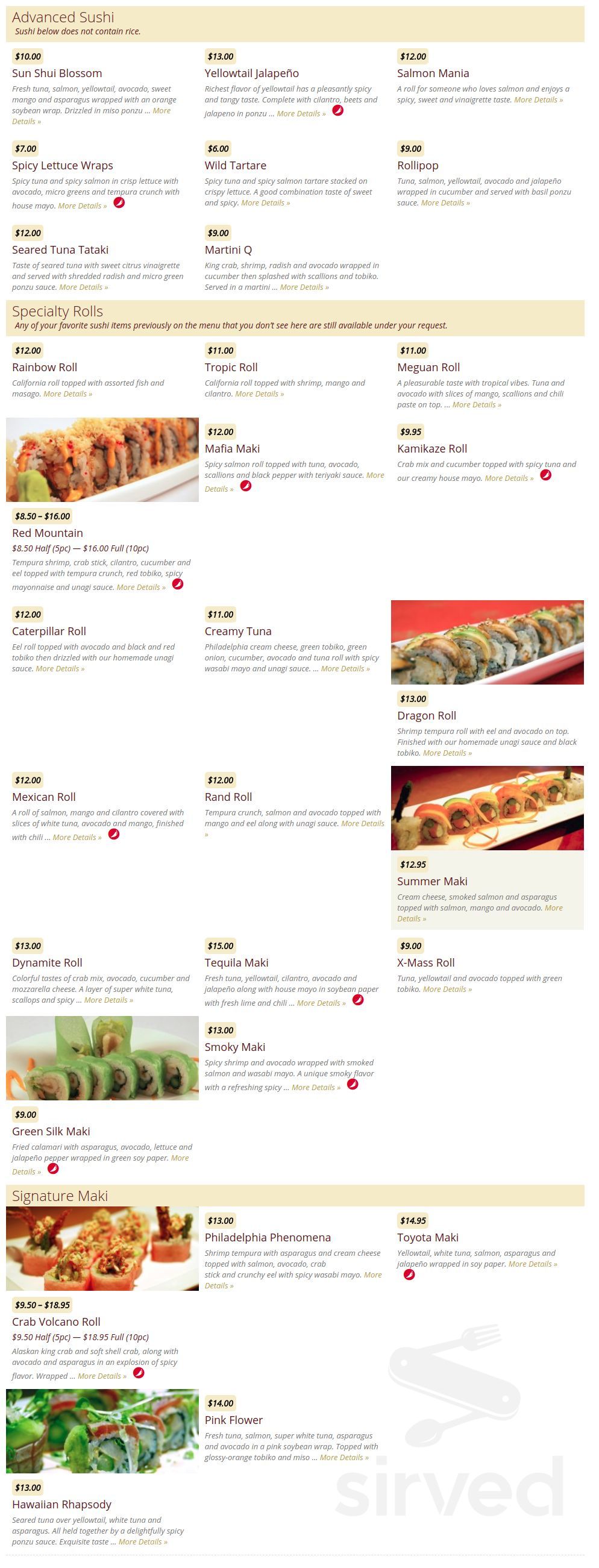 Sun Shui Restaurant menu in Arlington Heights, Illinois, USA