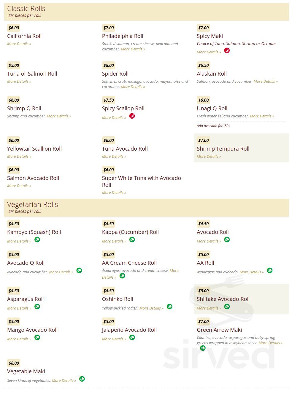 Sun Shui Restaurant menu in Arlington Heights, Illinois, USA