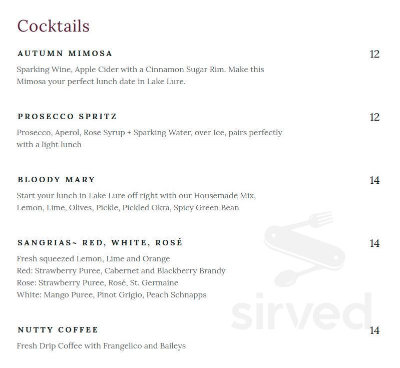 The Highlands Kitchen & Bar menu in Lake Lure, North Carolina, USA
