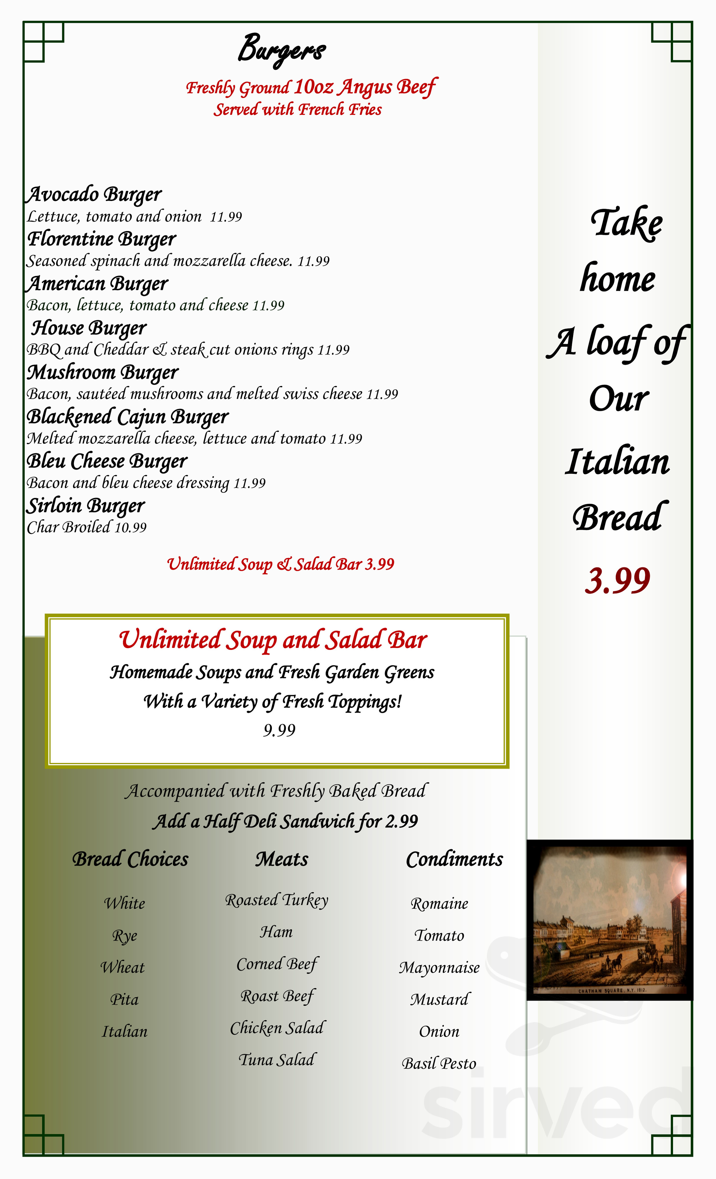 Fieldstone Country Inn menu in Lockport, New York, USA