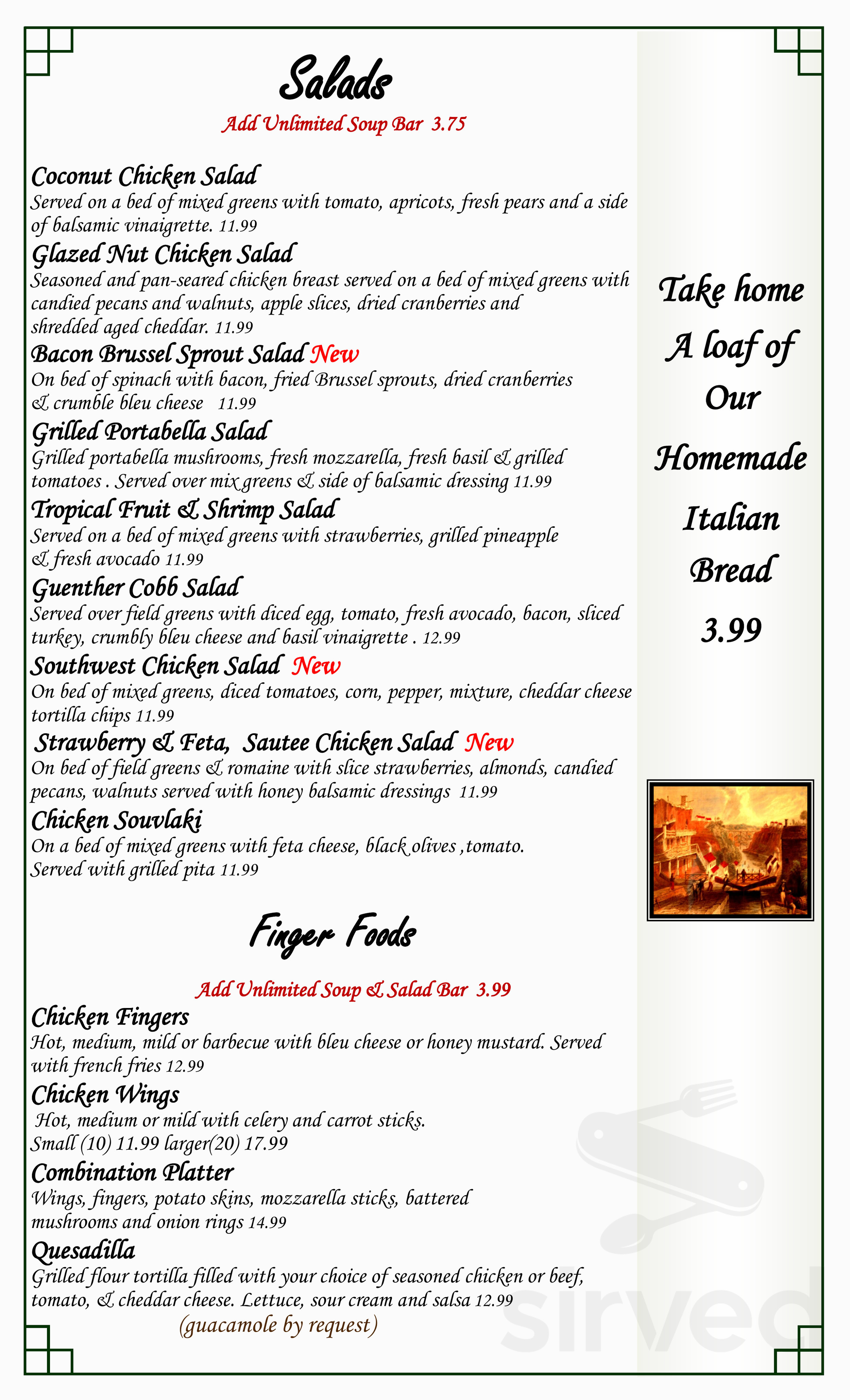 Fieldstone Country Inn menu in Lockport, New York, USA