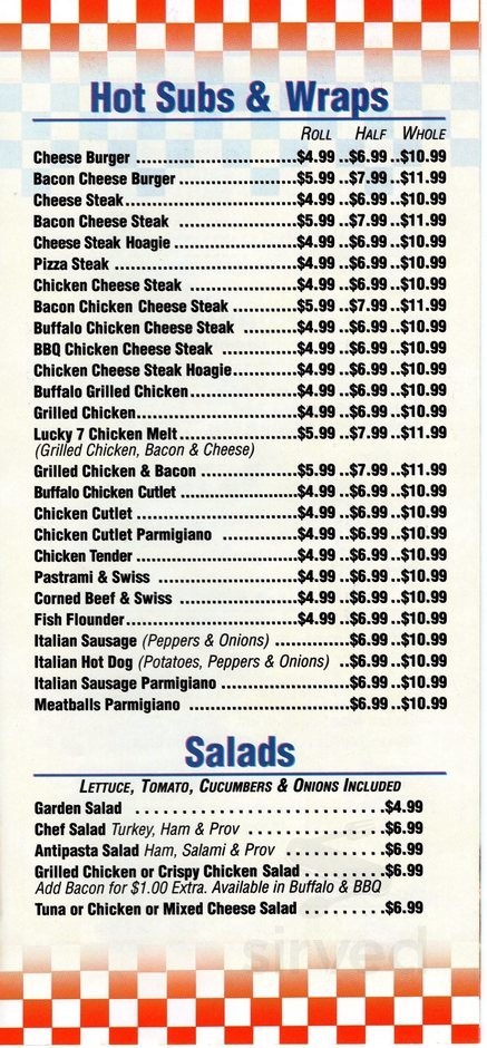 Lucky 7 Deli Lawrenceville menu in Lawrence Township, New Jersey, USA