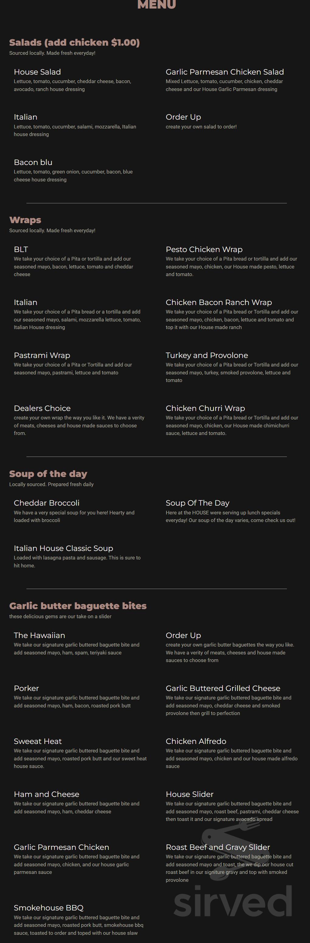 MB SANDWICH HOUSE menu in Boise, Idaho, USA