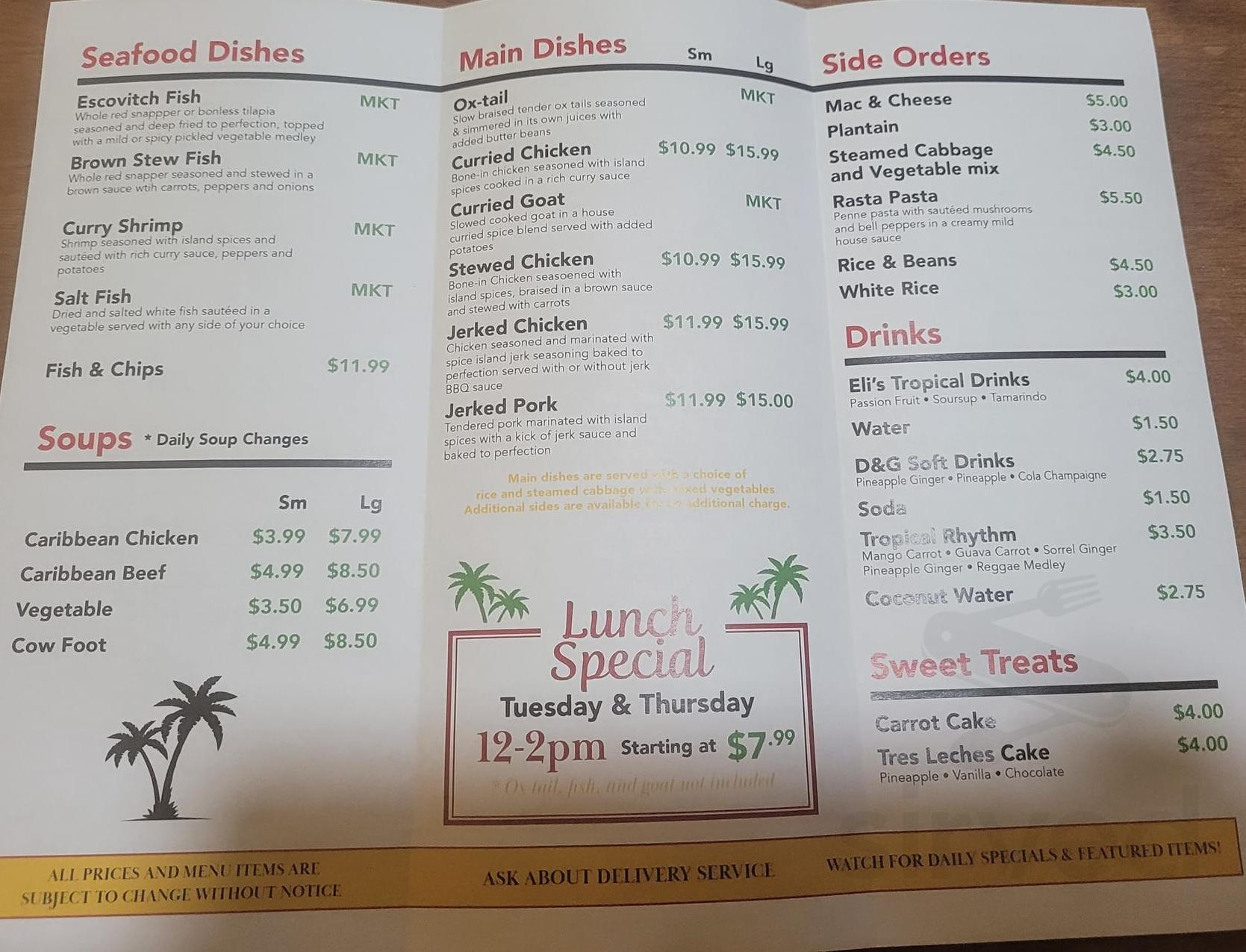 ELI'S CARIBBEAN SPOT menu in Mountain Top, Pennsylvania, USA