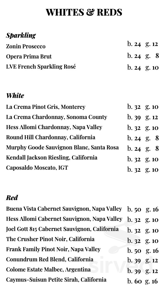 Bistro 39 Restaurant and Bar menus in San Diego, California, United States