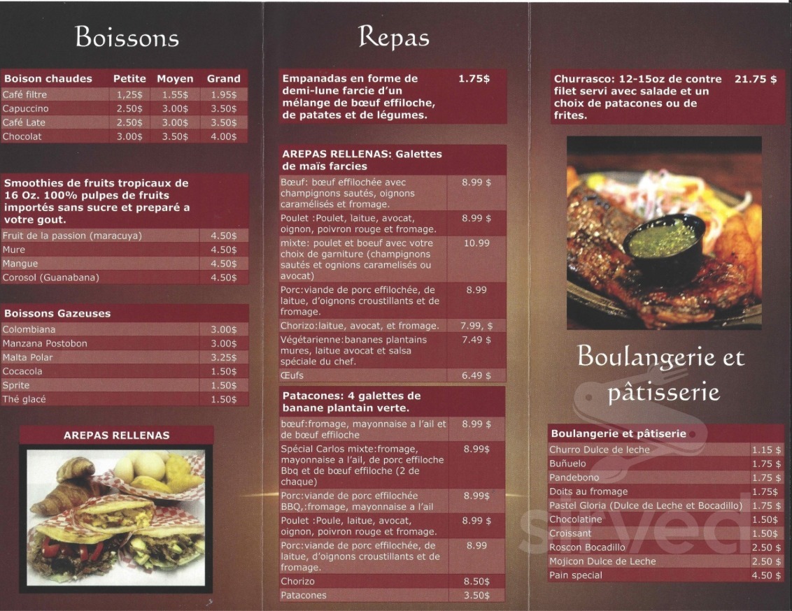Chez Carlos Café menu in Québec City, Quebec G1L 3T2, Canada