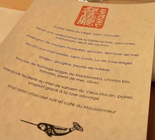 Restaurant Narval menu in Rimouski, Quebec, Canada