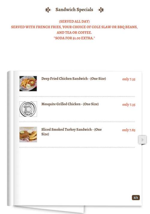 Dale's BBQ South menu in Fort Pierce, Florida, USA