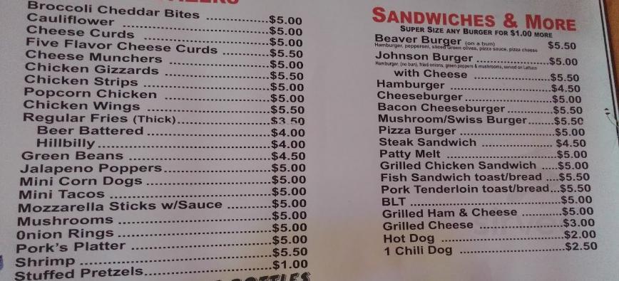 Pork's Bar menus in De Soto, Wisconsin, United States
