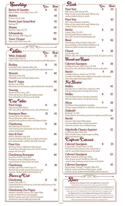 Slopeside Dining Room menu in Rockwood, Pennsylvania, USA