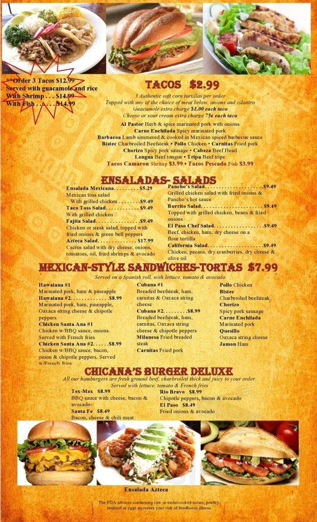 Menu for Pancho's Tacos Mexican Restaurant in Danbury, CT | Sirved