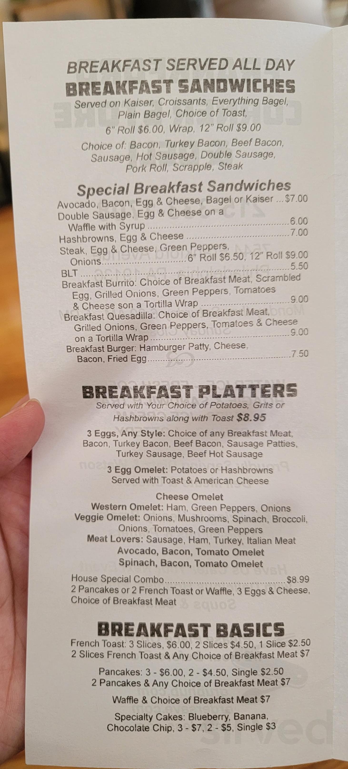 Frankford Corner Store & Deli menu in Philadelphia, Pennsylvania, USA