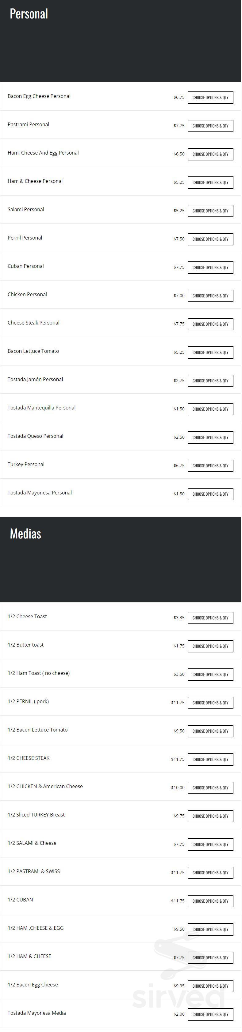Menu - Reading PA's Tropical Bakery | Sirved