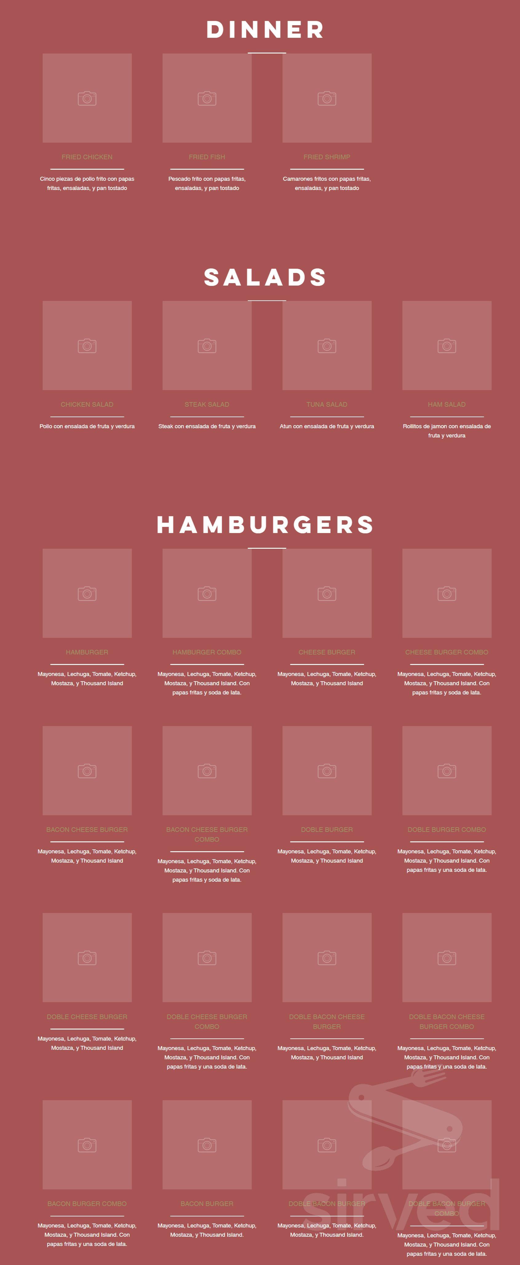 Menu - Los Angeles CA's Tony's Burger | Sirved