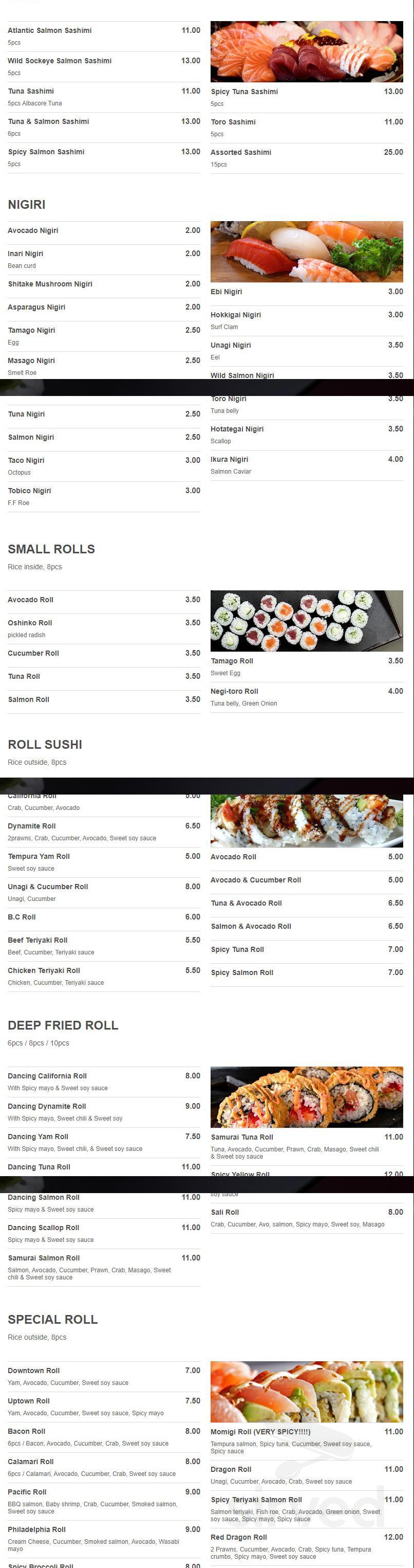 Sushi Momiji Nanaimo menus in Nanaimo, British Columbia, Canada