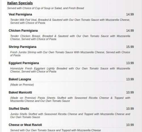 Manchester Pizza & Grill menu in Manchester, Connecticut, USA