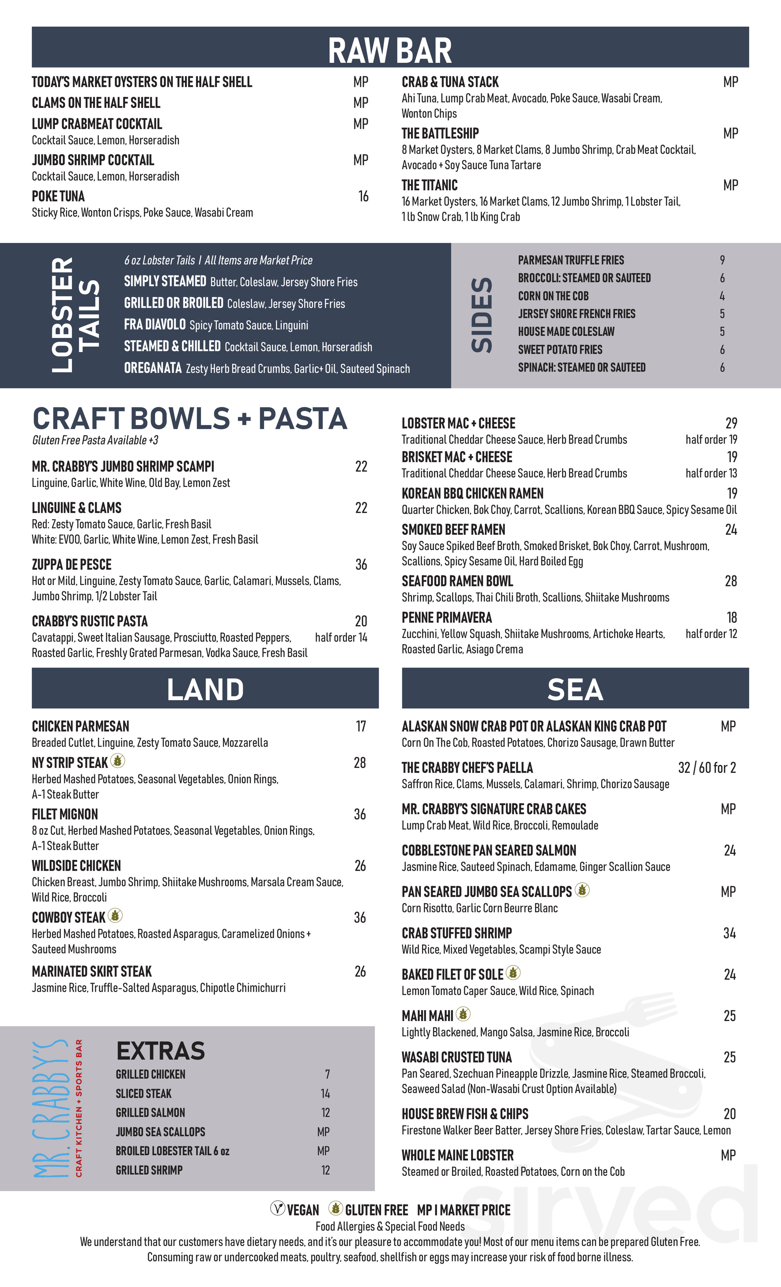 Menu - Randolph NJ's Mr Crabby's Seafood House & Sports Bar (NJ) | Sirved