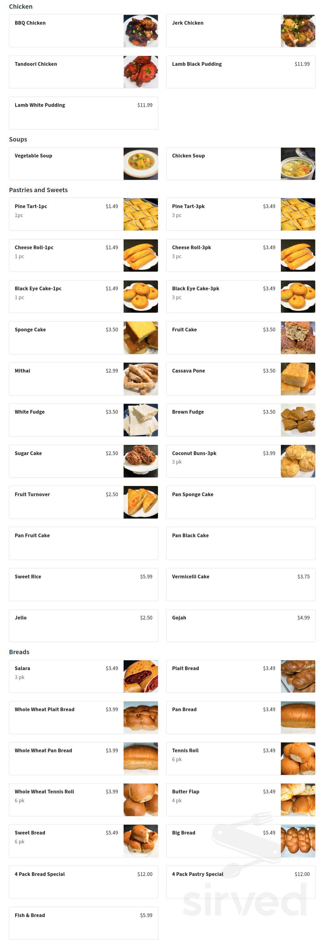 Menu - Queens NY's Tropical Isle Roti Shop and Bakery | Sirved