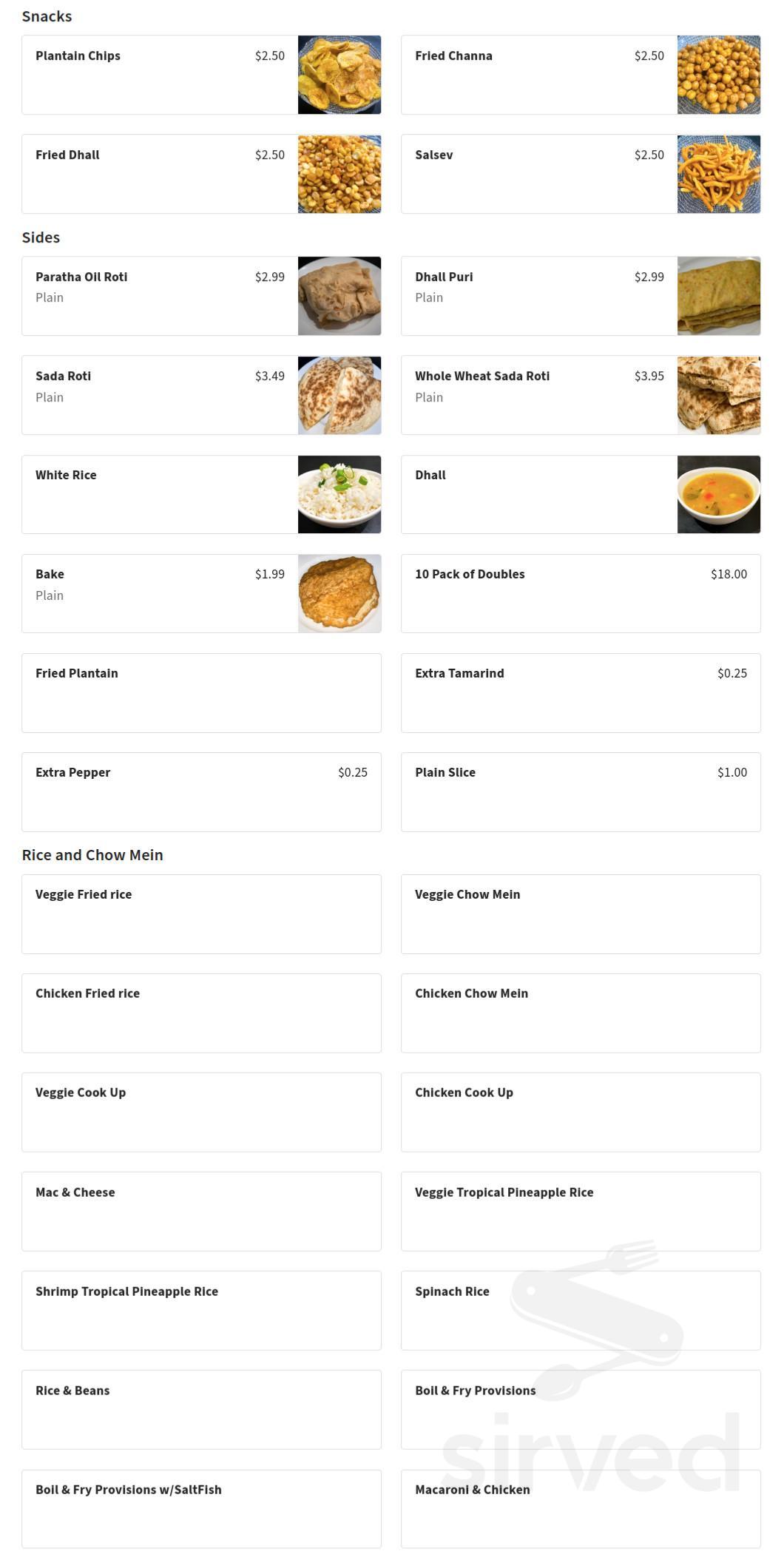 Tropical Isle Roti Shop and Bakery menu in Queens, New York, USA