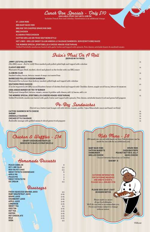 Felix's BBQ with Soul menu in San Marcos, California, USA