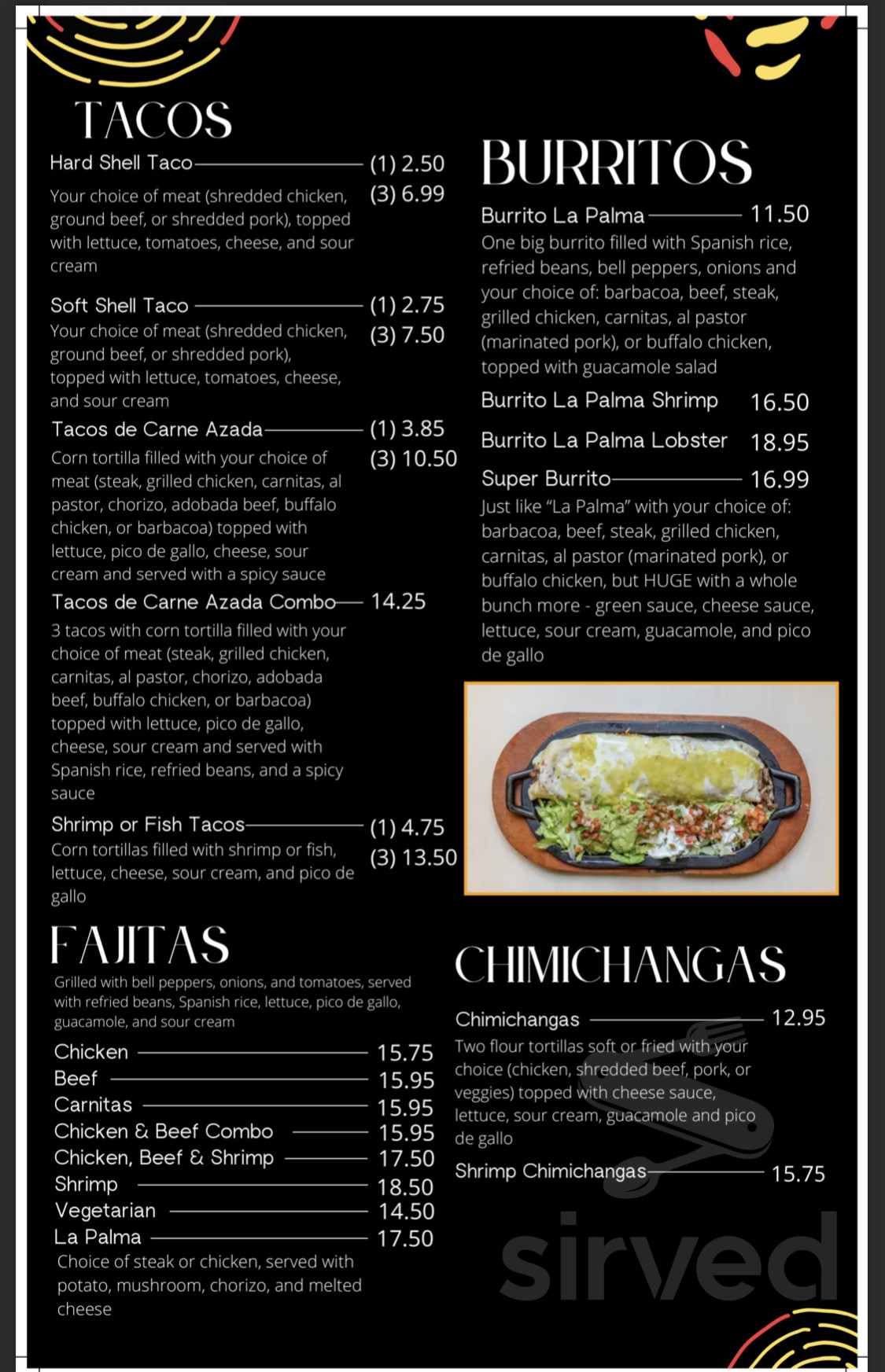 La Palma Mexican Grill menu in Johnstown, New York, USA