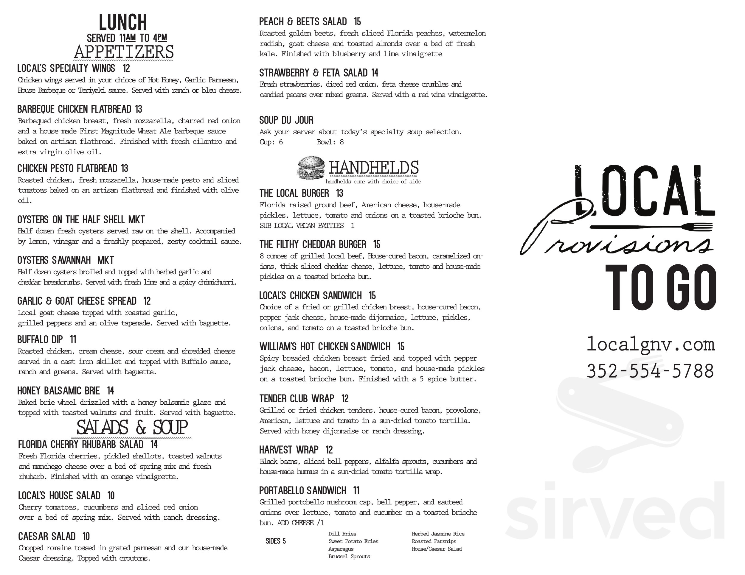 Local Provisions menu in Newberry, Florida, USA