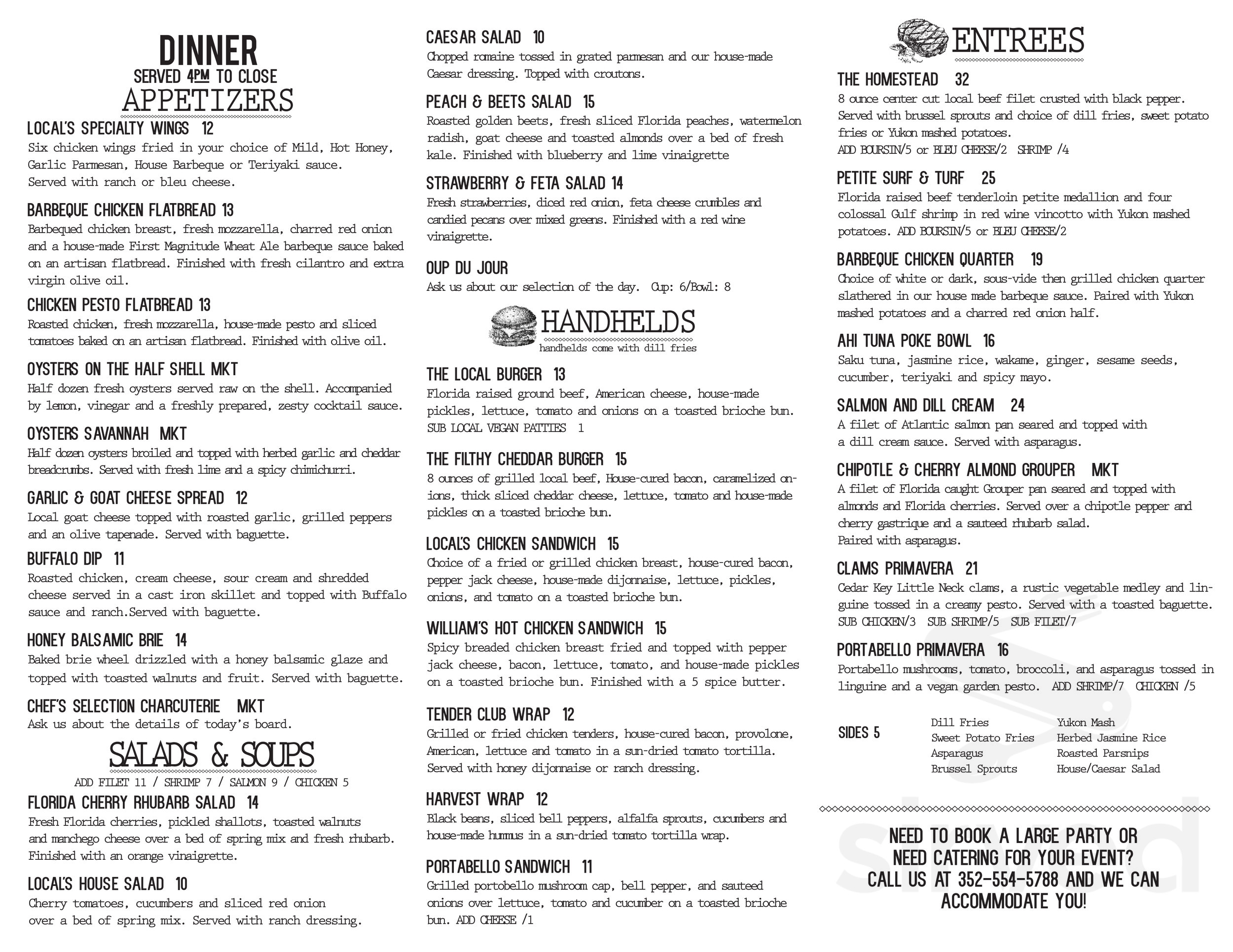 Local Provisions menu in Newberry, Florida, USA